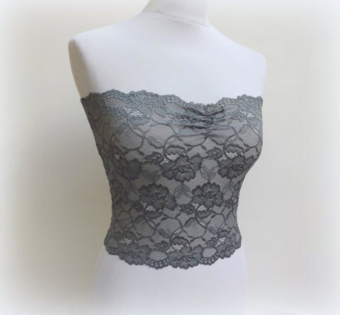 Dark Gray See Through Stretch Lace Tube Top Strapless - Etsy