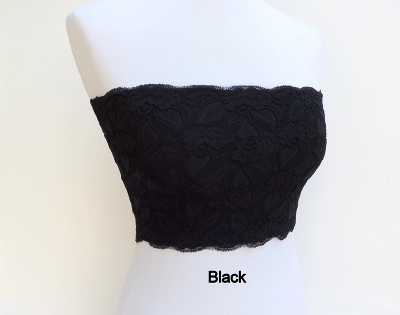 Red Lined Elastic Lace Bandeau Top Strapless Bra Etsy