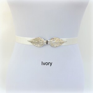 Women's Silver Elastic Waist Belt With Silver Leaf Clasp - Etsy