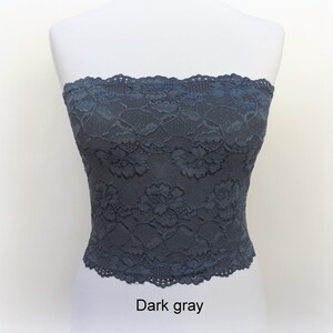 Navy Blue Lined Elastic Lace Tube Top Strapless - Etsy