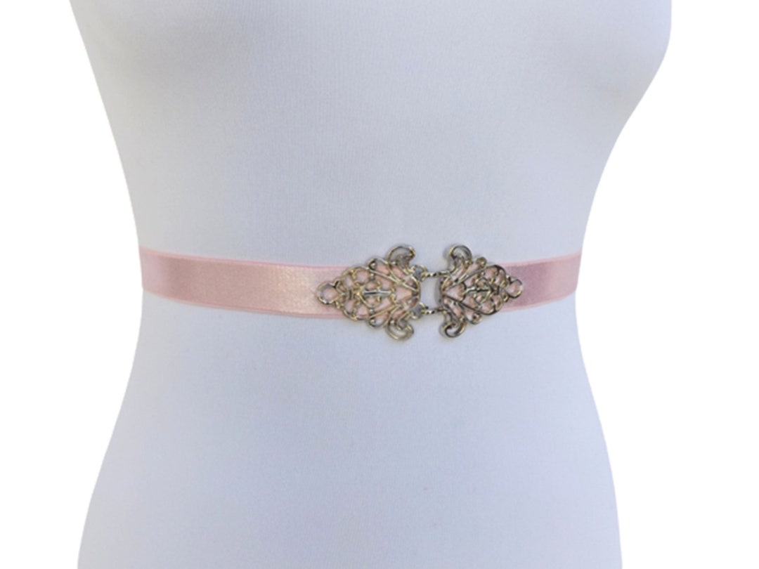 Light Pink Elastic Waist Belt With Silver Filigree Clasp - Etsy