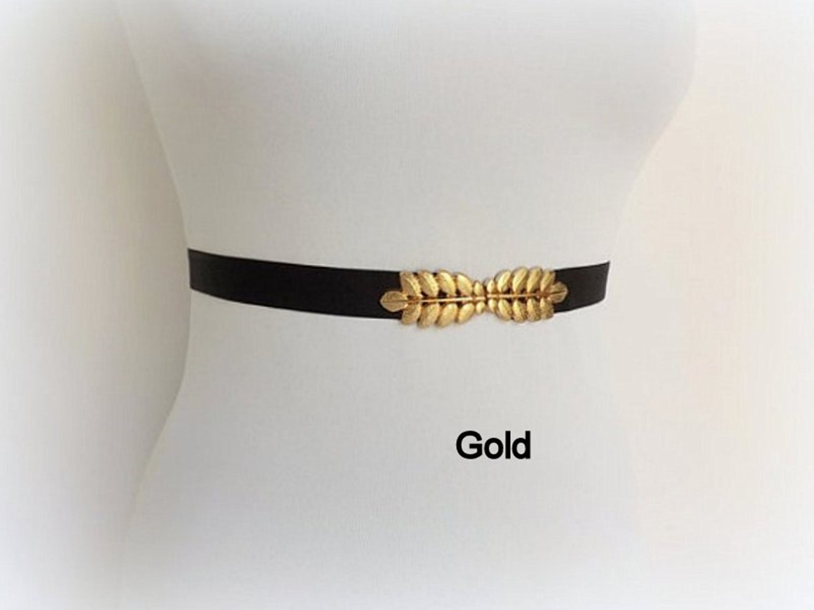 Black Velvet Elastic Gold Leaf Dress Belt - Etsy