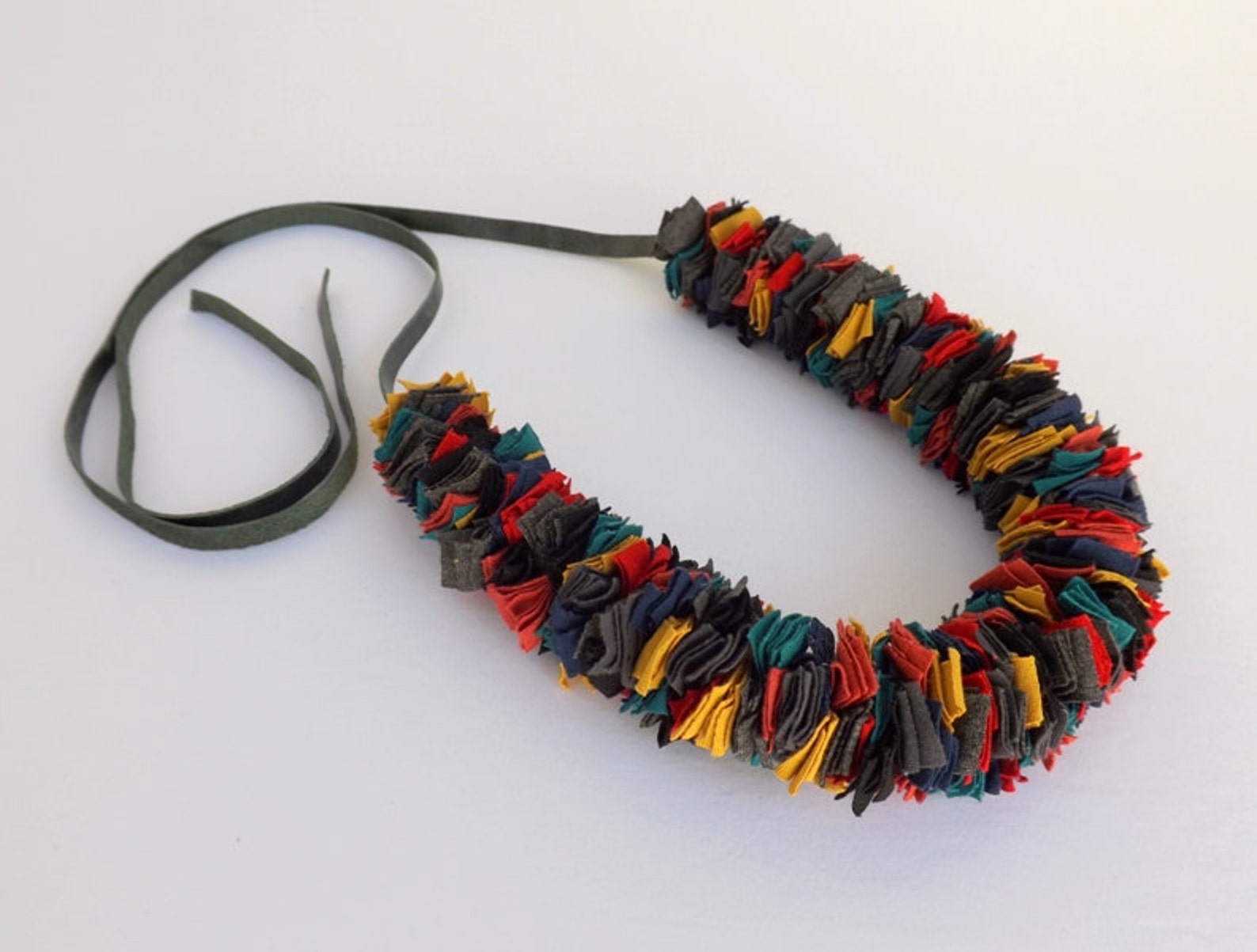 Multicoloured Fabric Strips Necklace - Etsy