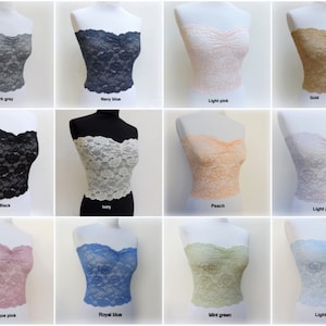 Navy Blue See Through Elastic Lace Tube Top Strapless - Etsy