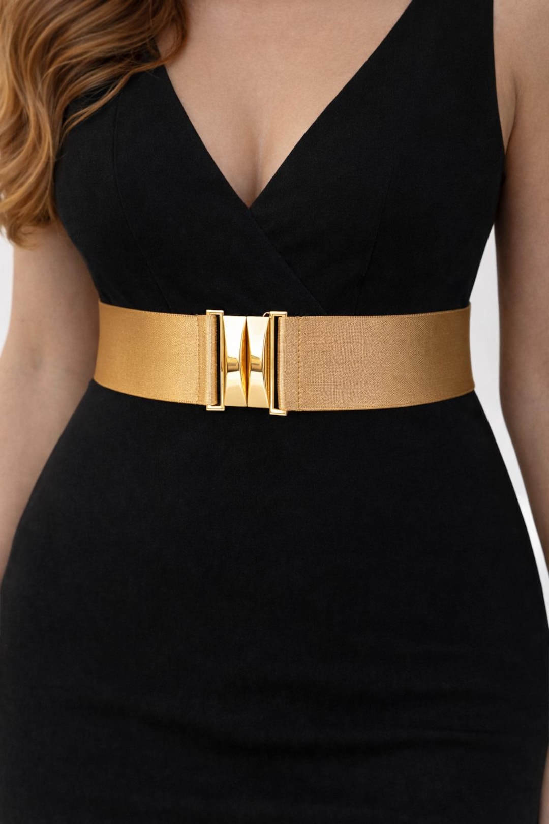 2" Wide Gold Elastic Waist Belt With Shiny Gold Clasp - Etsy