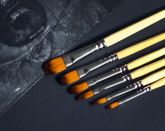 Set of 6 Pointy Paint Brushes Sizes 2, 4, 6, 8, 10, 12 Watercolor ...