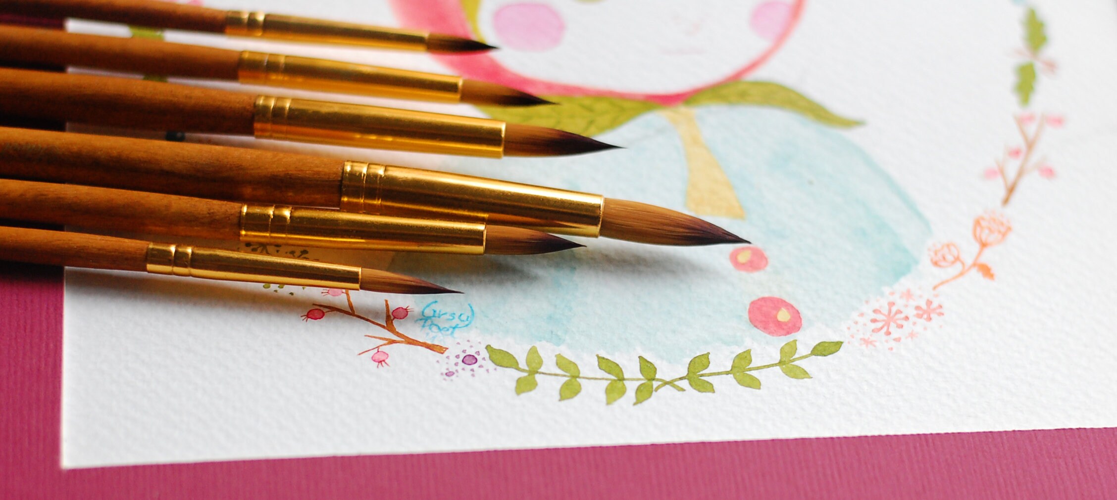 Set of 6 Pointy Paint Brushes - Sizes 2, 4, 6, 8, 10, 12 - Watercolor ...