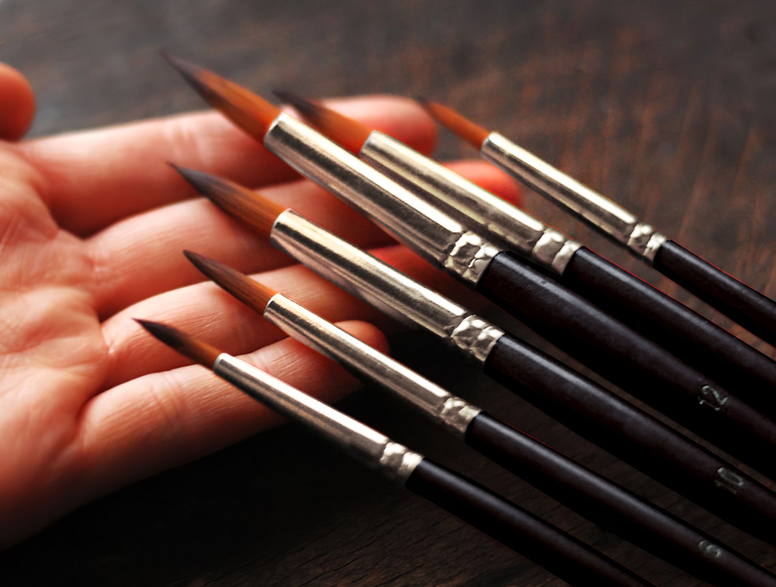 Set of 6 Pointy Paint Brushes - Sizes 2, 4, 6, 8, 10, 12 - Watercolor ...