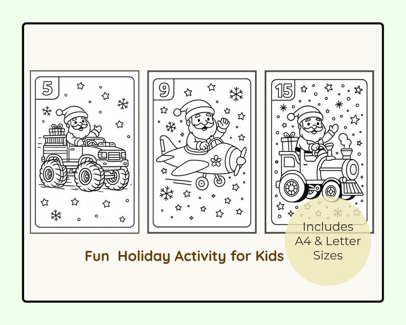 Christmas Coloring Pages | 24 Santa Worksheets | Christmas Countdown ...