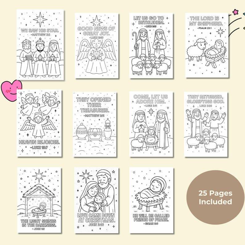 Nativity Coloring Pages for Kids | Bible Verse/ Christmas Activity ...