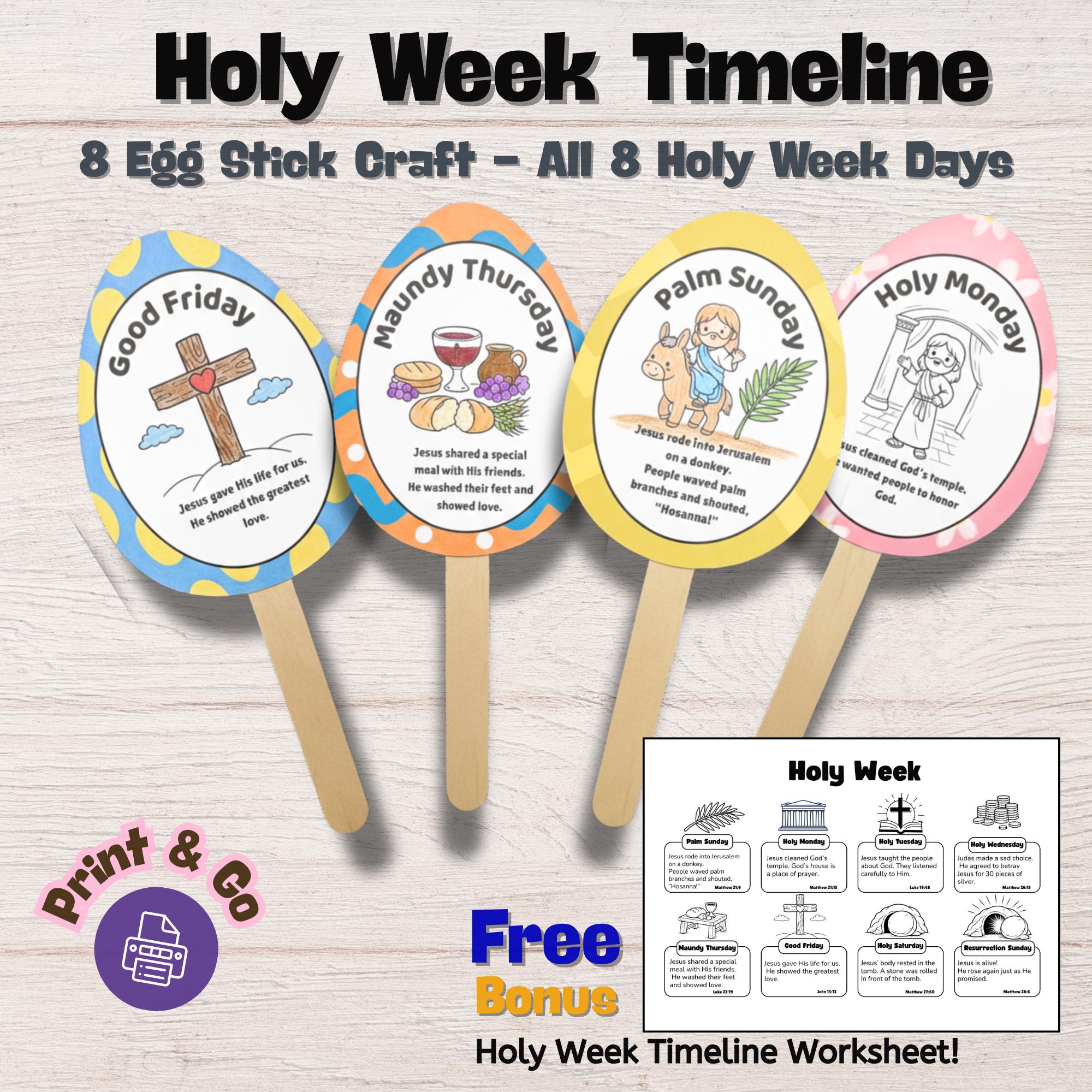 Holy Week Craft Bundle for Kids | 5 Printable Easter Crafts | Sunday ...
