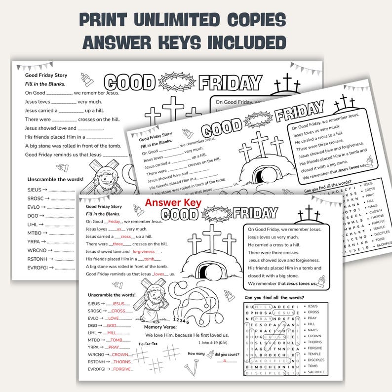 Good Friday Placemat for Kids | Bible Activity Placemat | Sunday School ...