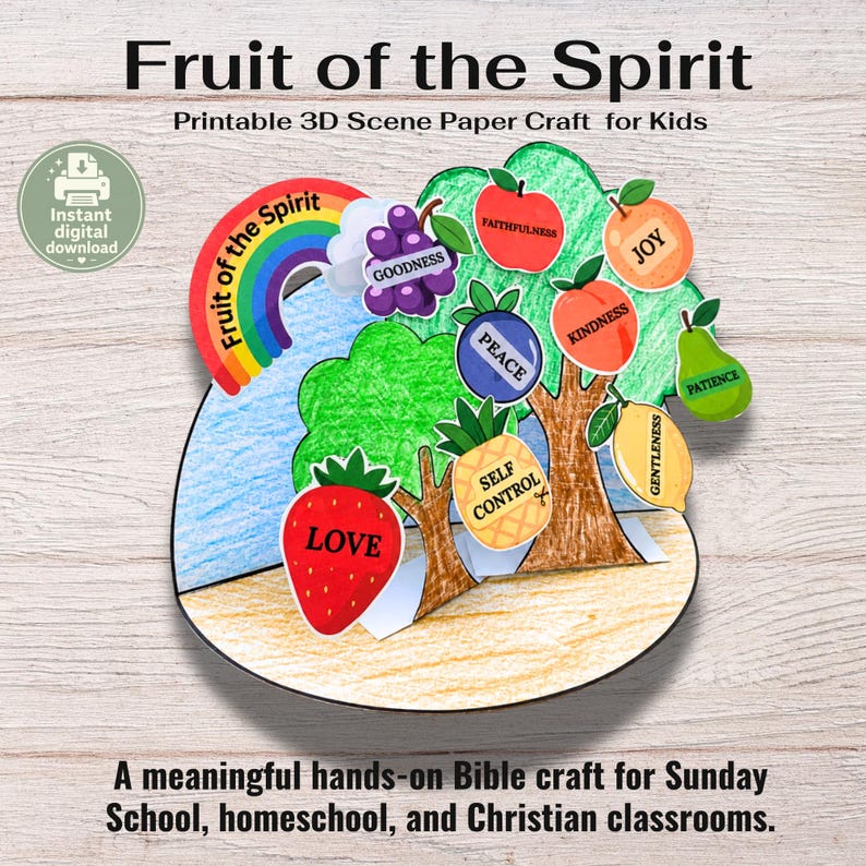 Fruit of the Spirit 3D Paper Craft | Bible Activity for Kids (digital ...