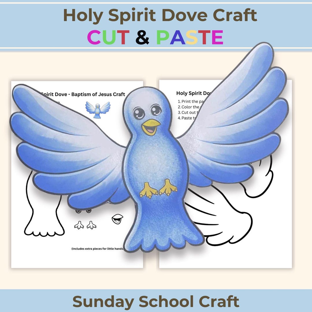 Holy Spirit Dove Craft Cut and Paste | Baptism of Jesus Sunday School ...