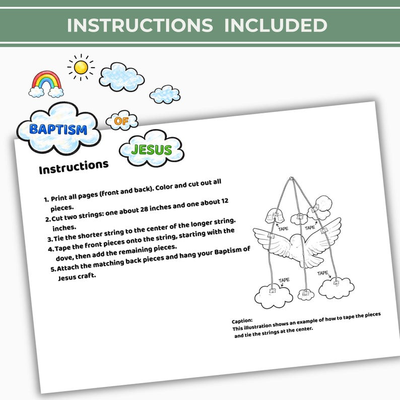 Baptism of Jesus Hanging Mobile Craft | Sunday School Activity - Etsy