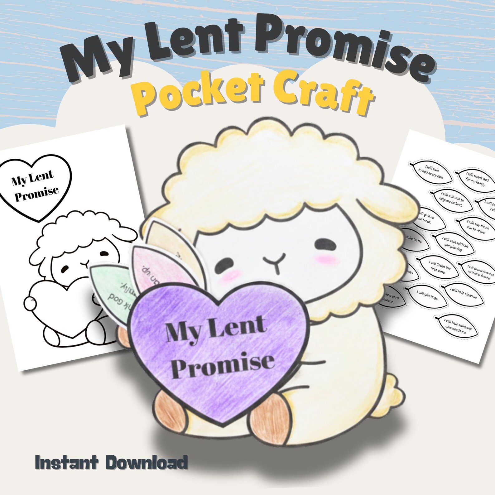 Lent Promise Pocket Craft for Kids | Sunday School, Holy Week Activity ...