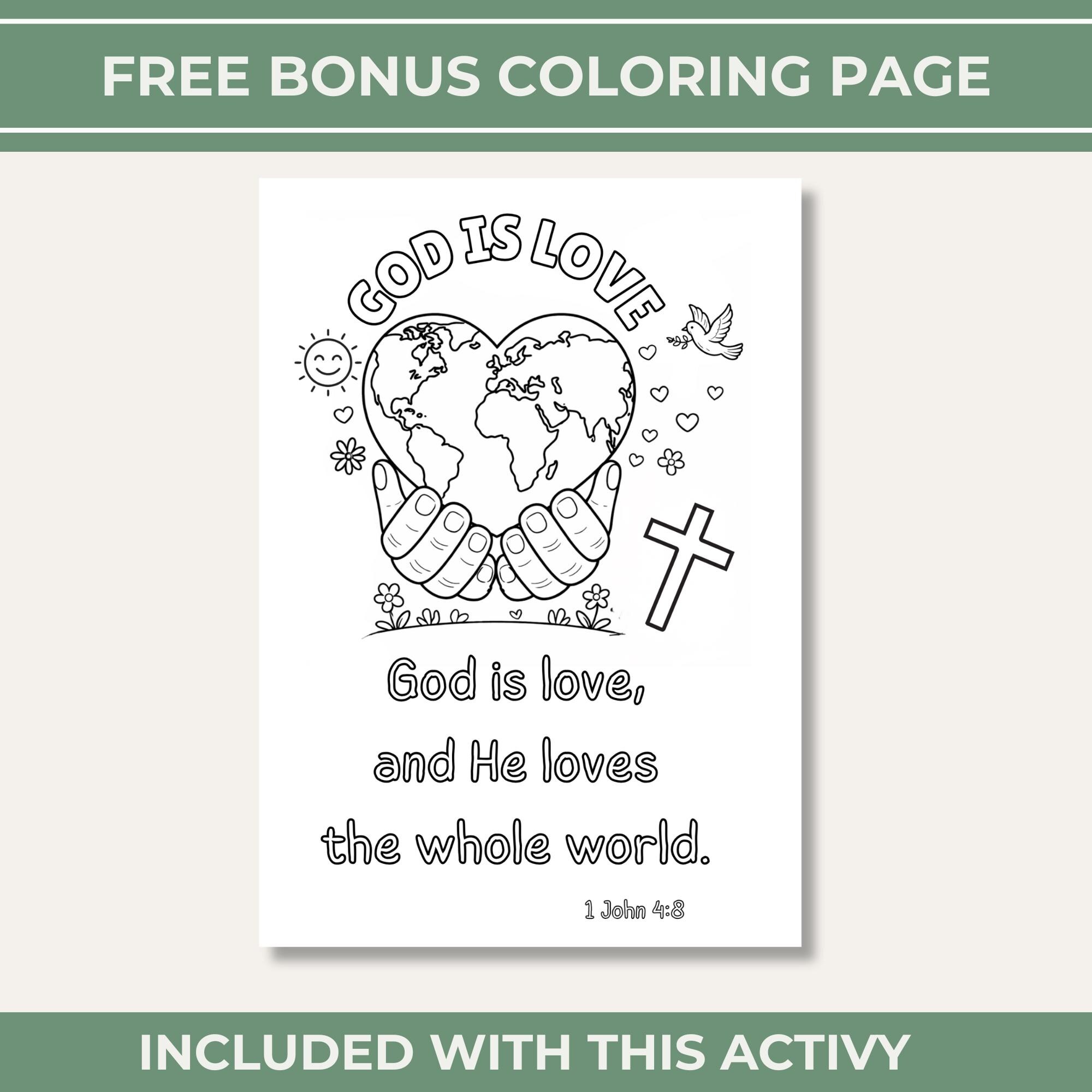 God is Love Bible Activity for Kids Printable Christian Worksheet ...
