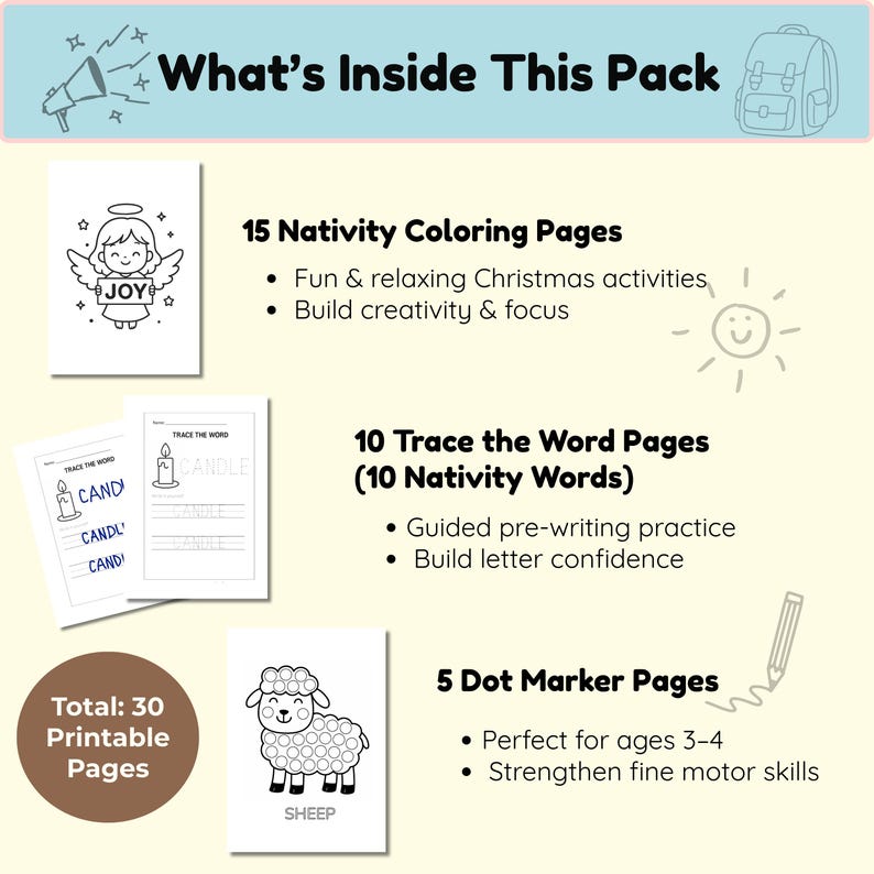 Nativity Activity Pack, Coloring Pages, - Etsy