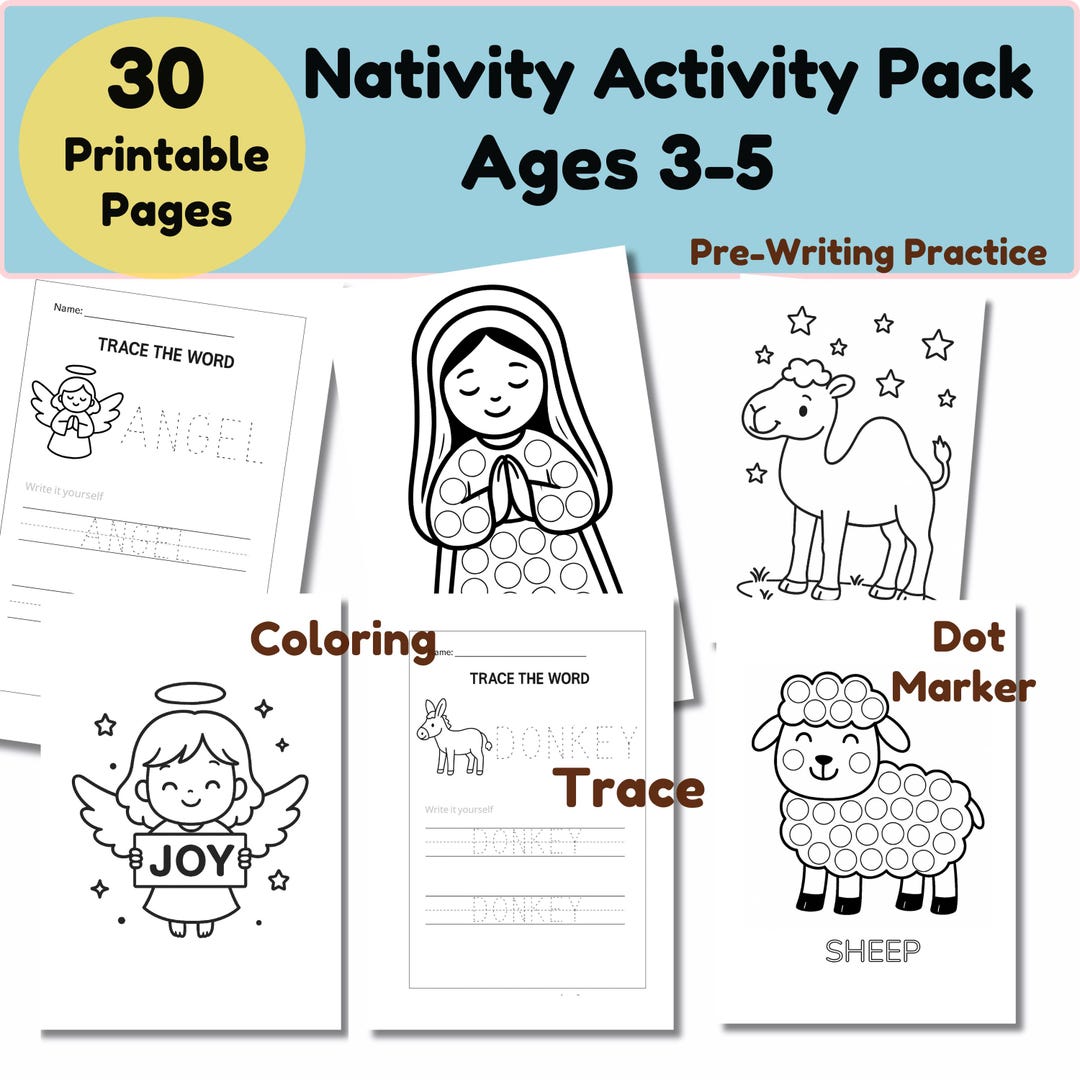 Nativity Activity Pack, Coloring Pages, - Etsy