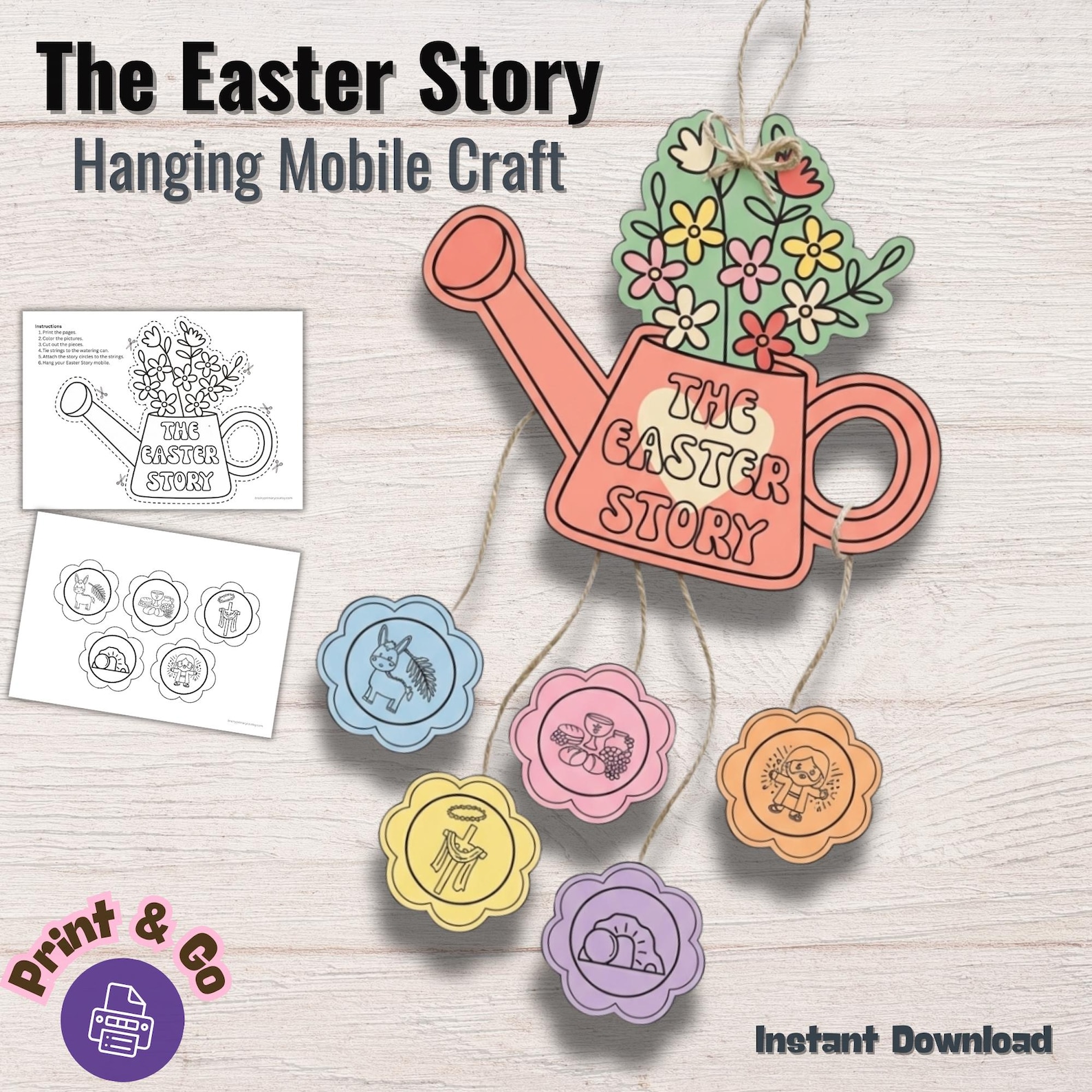 Easter Story Hanging Mobile Craft, Bible Activity (instant Download) - Etsy