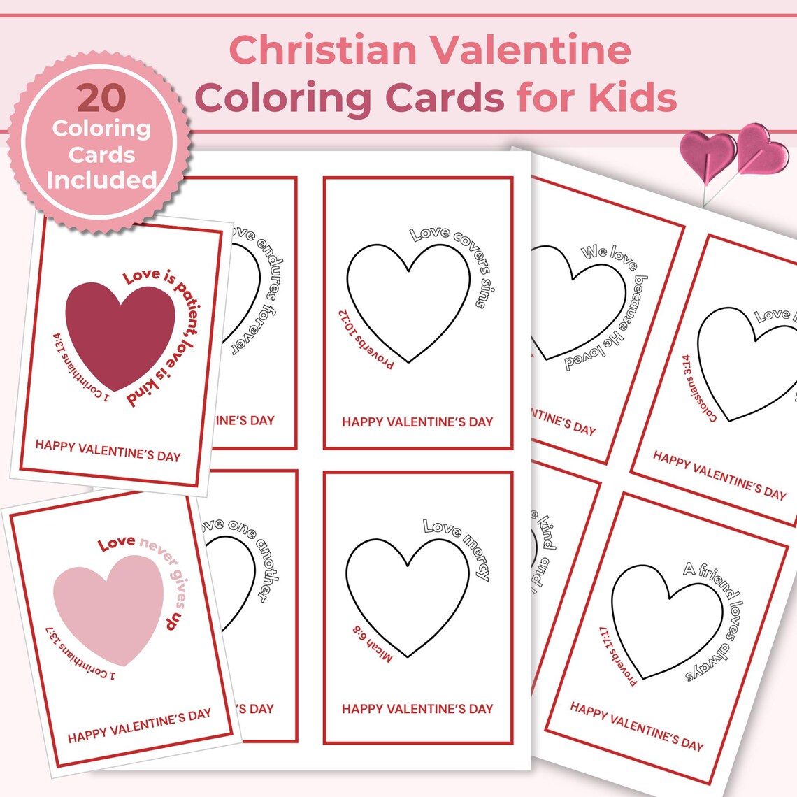 Christian Valentine Coloring Cards for Kids | Bible Verse Valentine ...