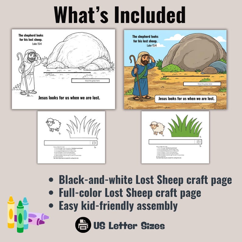 The Lost Sheep Moving Craft | Luke 15:4 Bible Story Activity for Kids ...