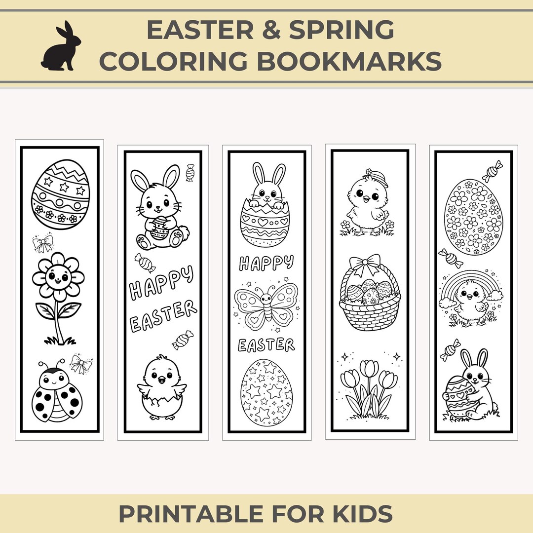 Easter Coloring Bookmarks for Kids Printable Spring Activity Bunny ...