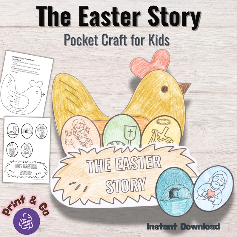 Easter Story Chicken Pocket Craft, Bible Activity (instant Download ...