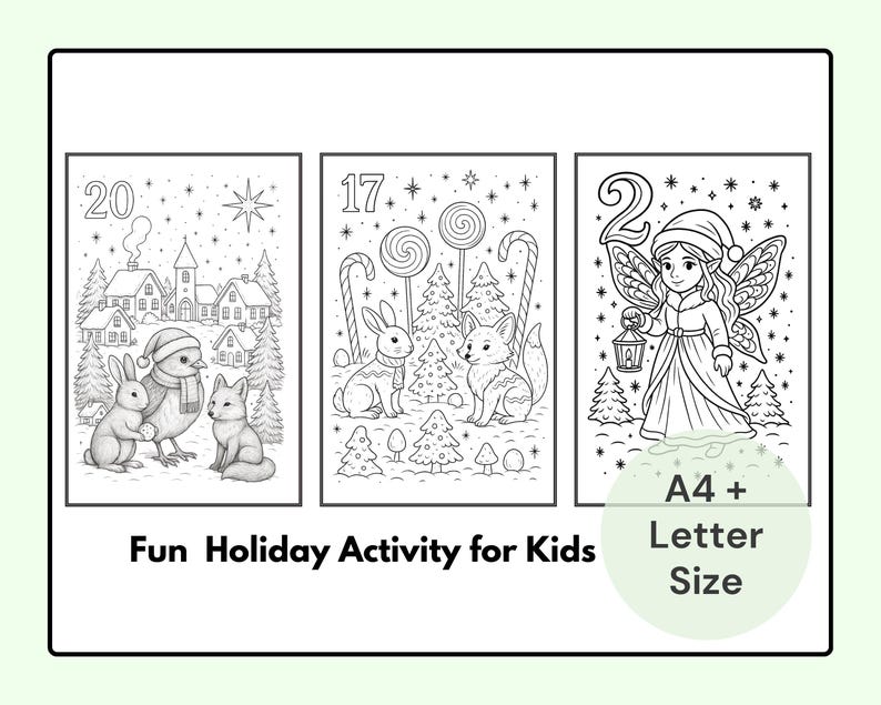 Coloriages à imprimer pour le calendrier de l'Avent | 24 feuilles d ...