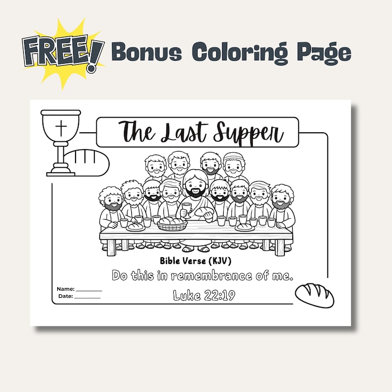 The Last Supper Placemat Printable | Bible Activity Sunday School ...