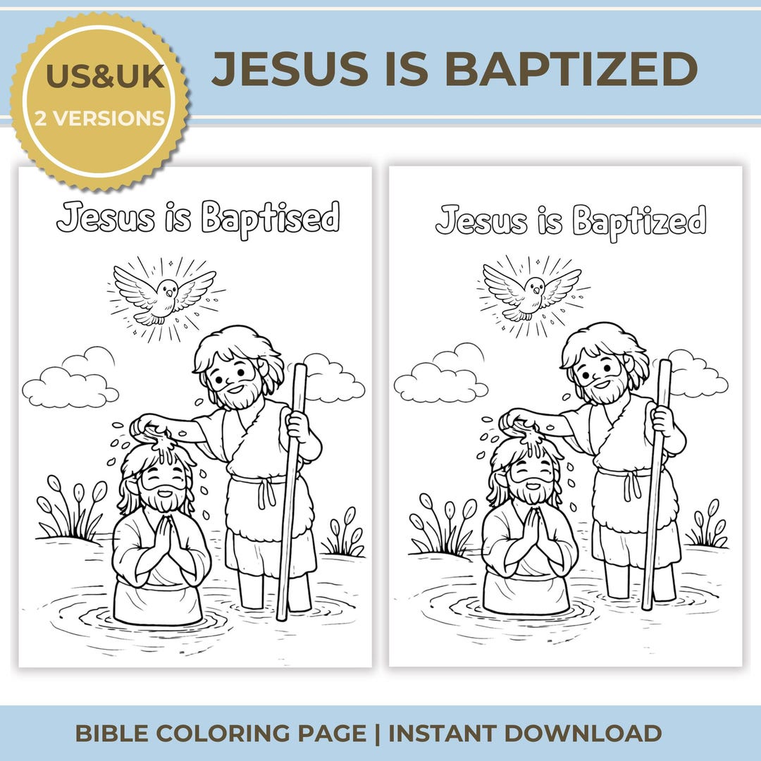 Baptism of Jesus Coloring Page for Kids| Jesus is Baptized | Sunday ...