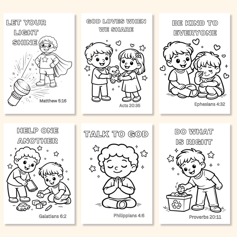 Let Your Light Shine |10 Bible Coloring Pages for Kids | Christian ...