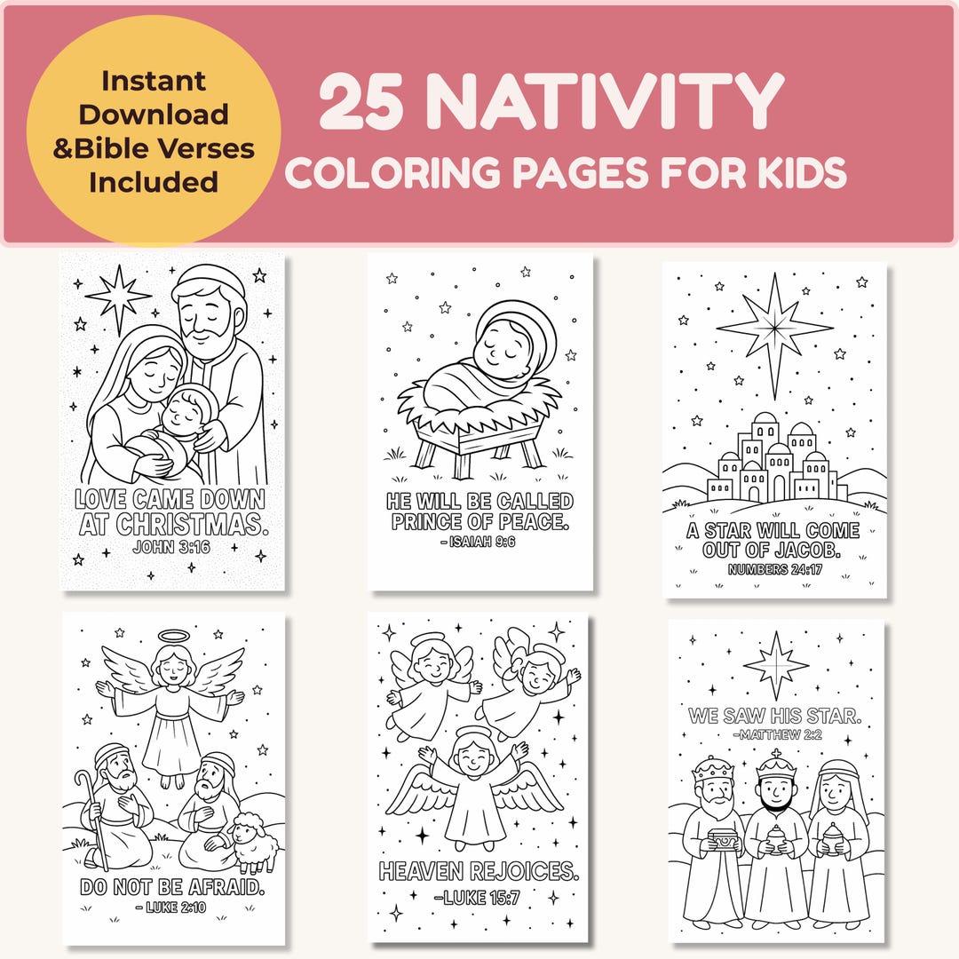 Nativity Coloring Pages for Kids | Bible Verse/ Christmas Activity ...