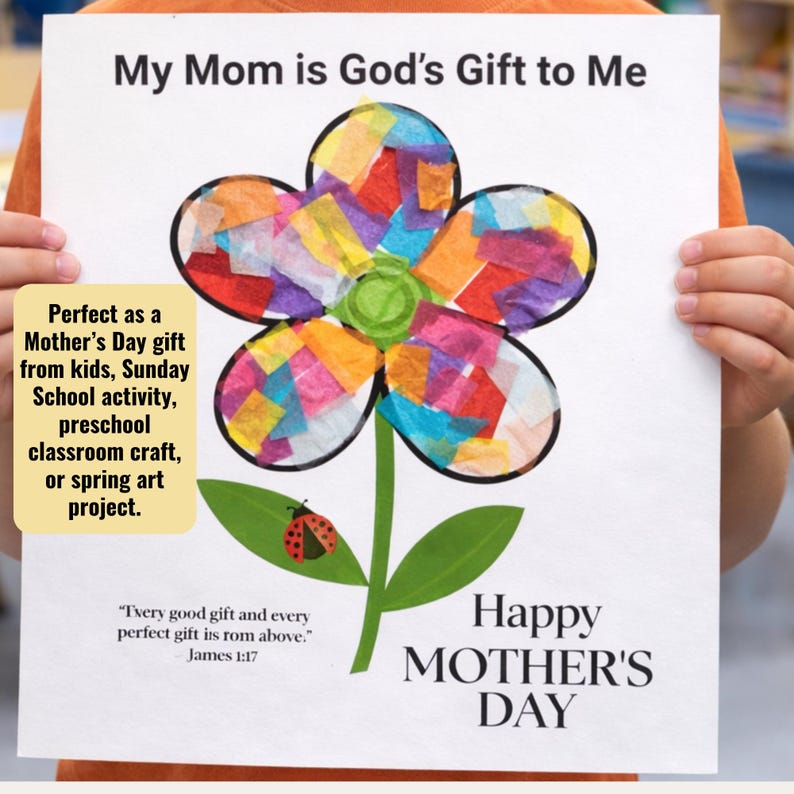 Christian Mother's Day Flower Tissue Paper Craft (printable Sunday ...