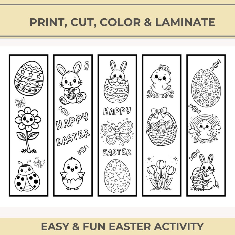 Easter Coloring Bookmarks for Kids Printable Spring Activity Bunny ...
