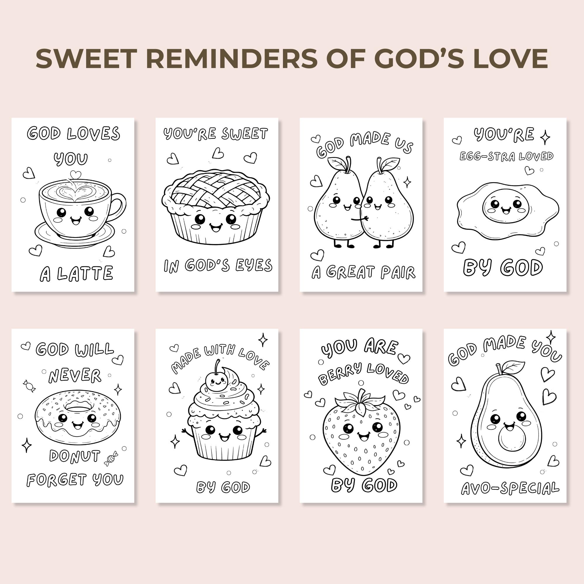 Christian Valentine Coloring Pages for Kids God’s Love Food Set - Etsy