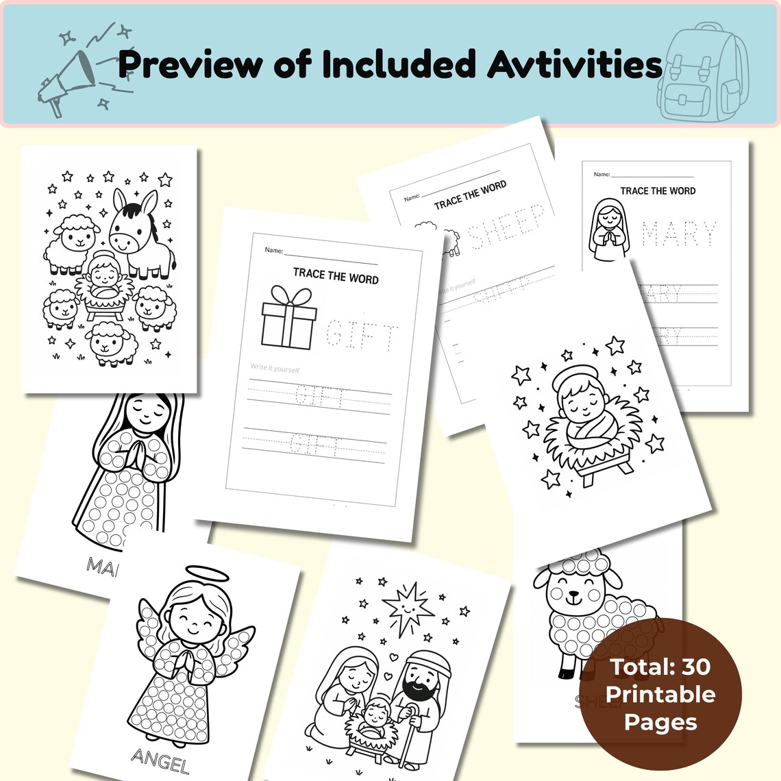 Nativity Activity Pack, Coloring Pages, - Etsy