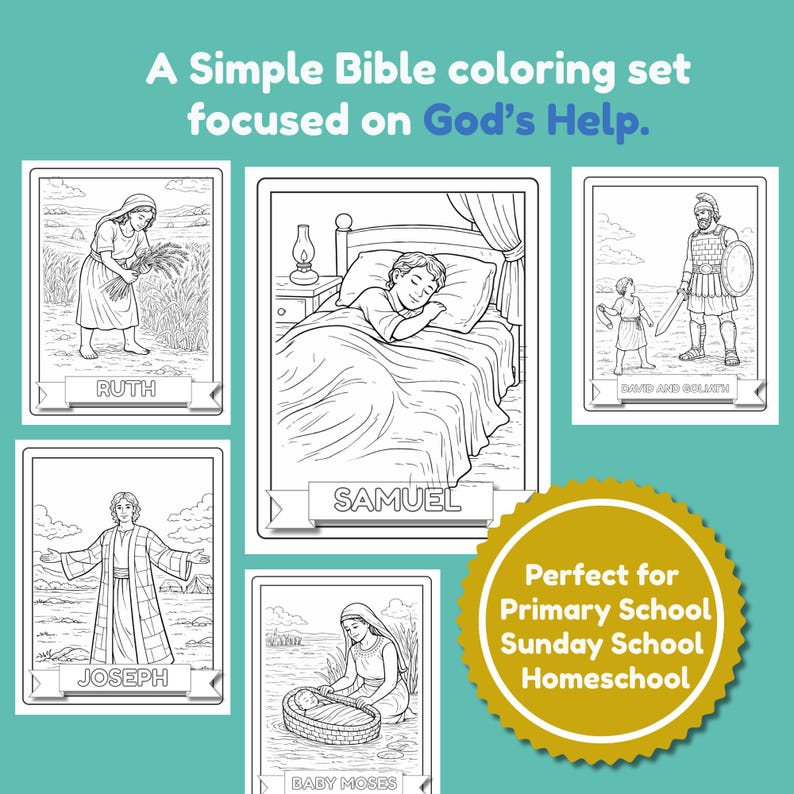 God Helps Me Bible Coloring Pages for Kids , Simple Christian Coloring ...