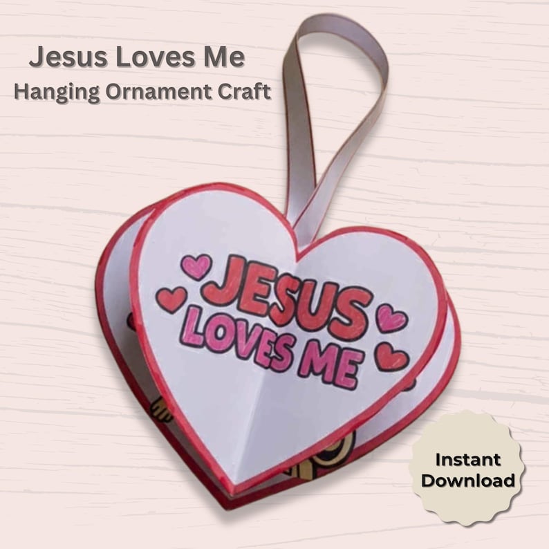 Valentines Bible Craft |jesus Love Me Hanging Mobile Craft | Sunday ...