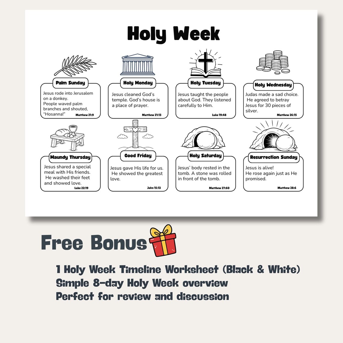 Holy Week Timeline Craft for Kids | 8 Easter Egg Stick | Sunday School ...