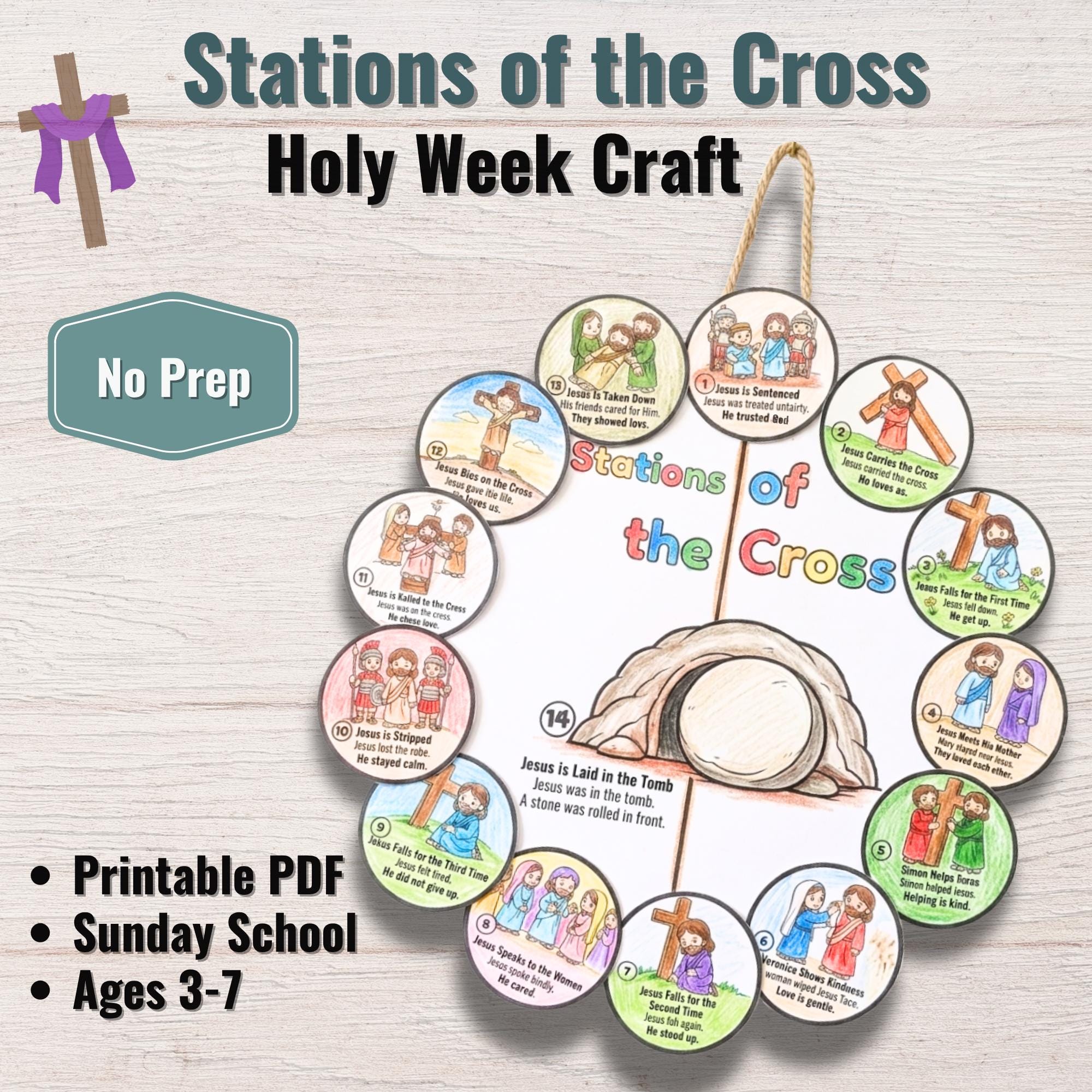 Holy Week Craft Bundle for Kids | 5 Printable Easter Crafts | Sunday ...