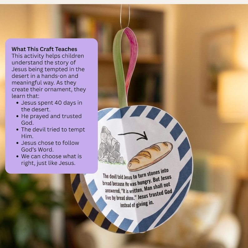 Jesus is Tempted in the Desert Craft | Lent Bible Ornament Printable ...