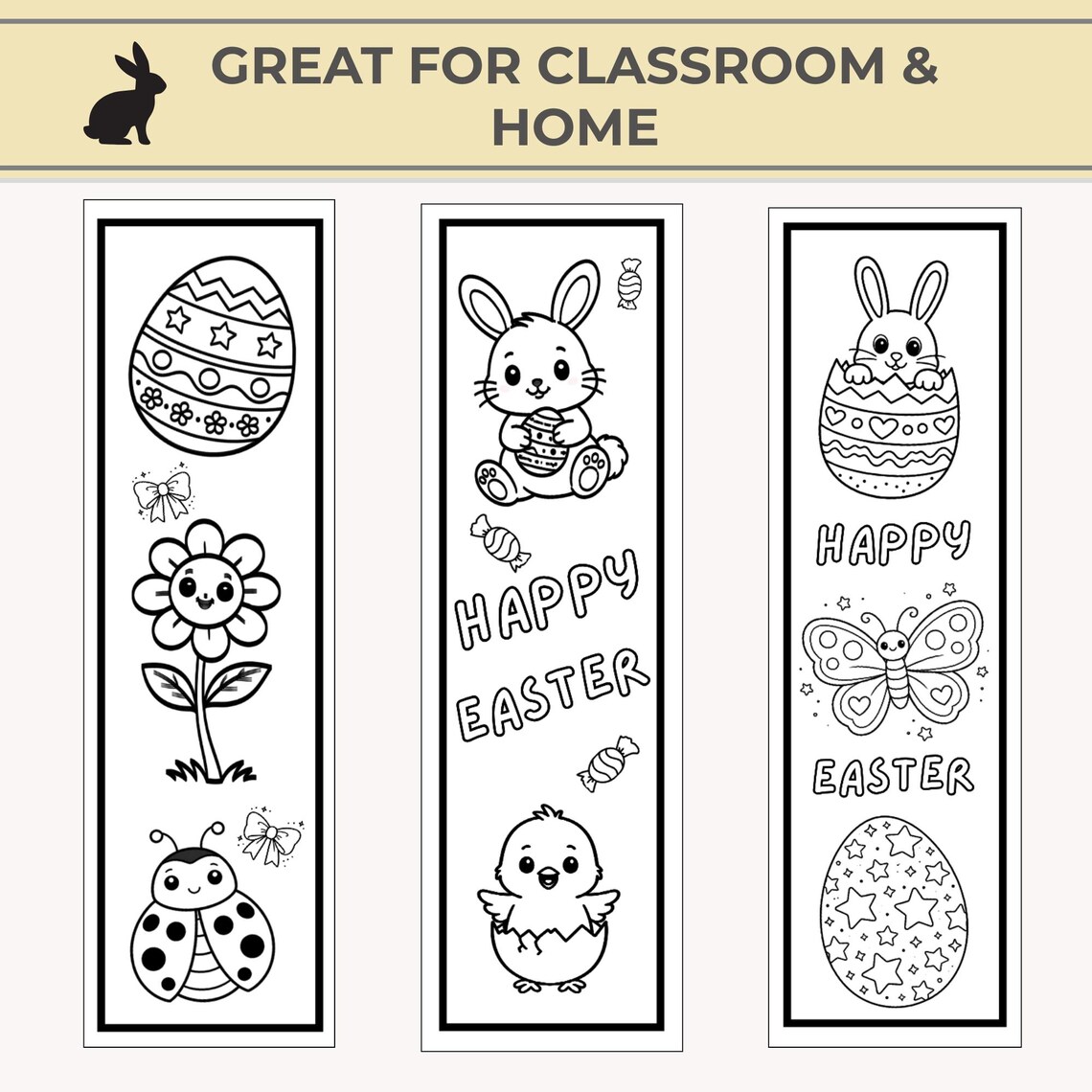 Easter Coloring Bookmarks for Kids Printable Spring Activity Bunny ...