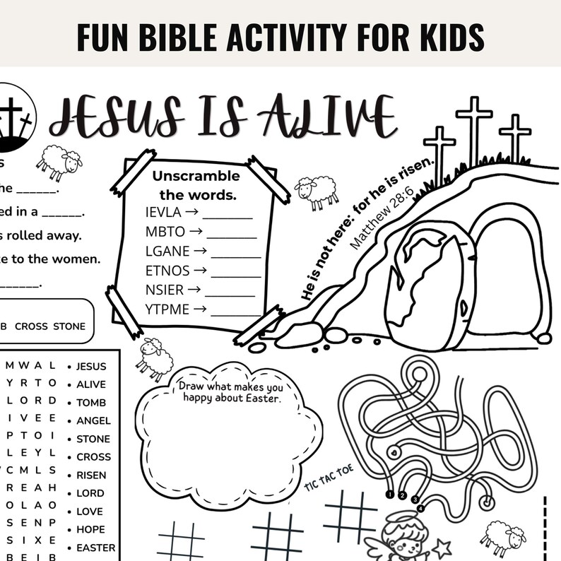 Jesus is Alive Placemat Bible Activity| Easter Story Sunday School ...