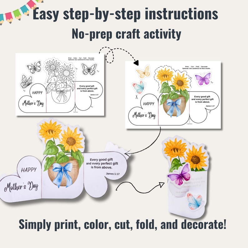 Mother’s Day Bible Card Craft for Kids (printable Sunday School ...
