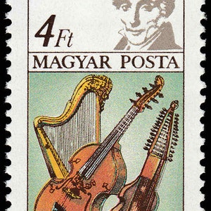 Famous Composers and Symphony Instruments on 1985 Hungary Postage ...