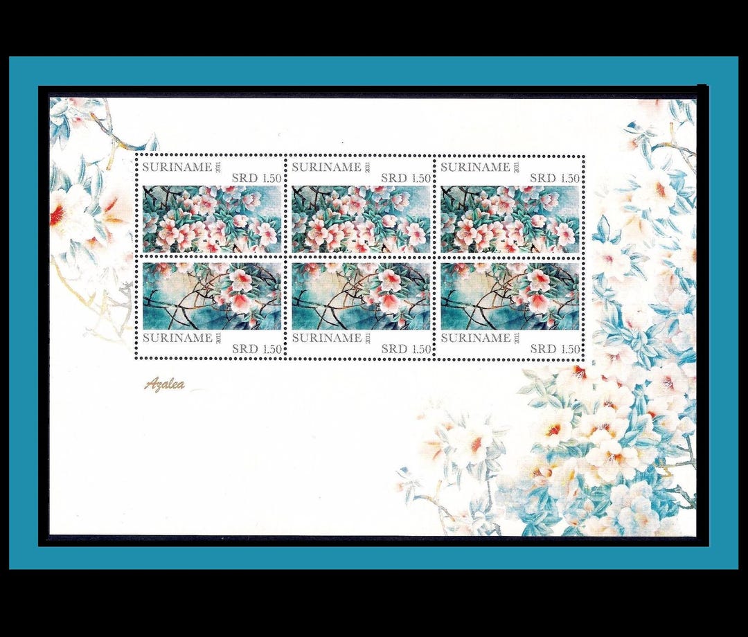 Exquisite Azalea Flower Stamp Sheet From Suriname / Gardener Gift ...