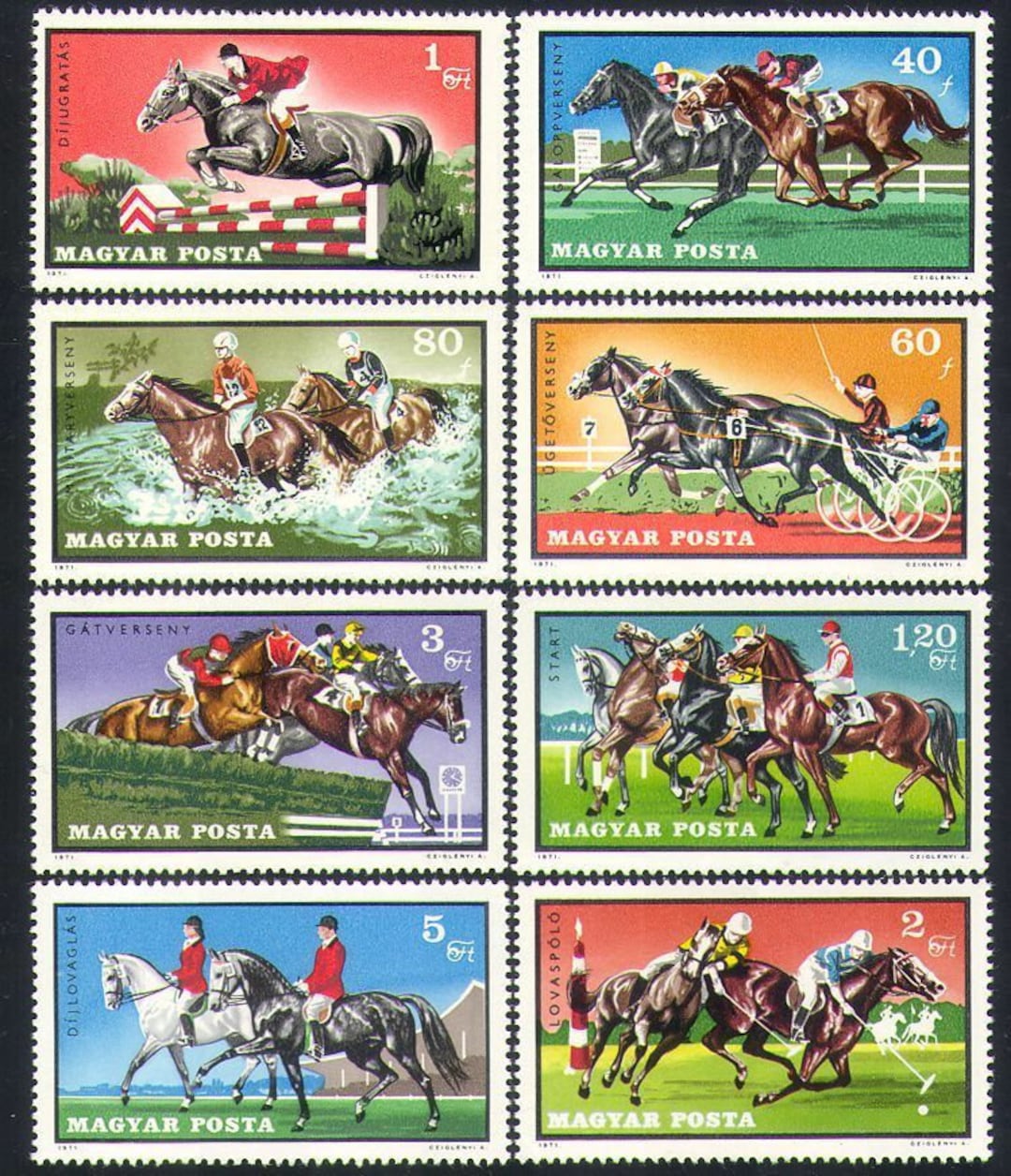 1971 Horse Racing Postage Stamps / Steeplechase Polo - Etsy