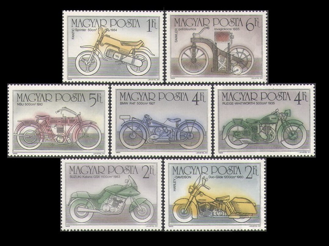 Motorcycle Centenary 1985 Postage Stamps / Historical Bikes / Collage ...
