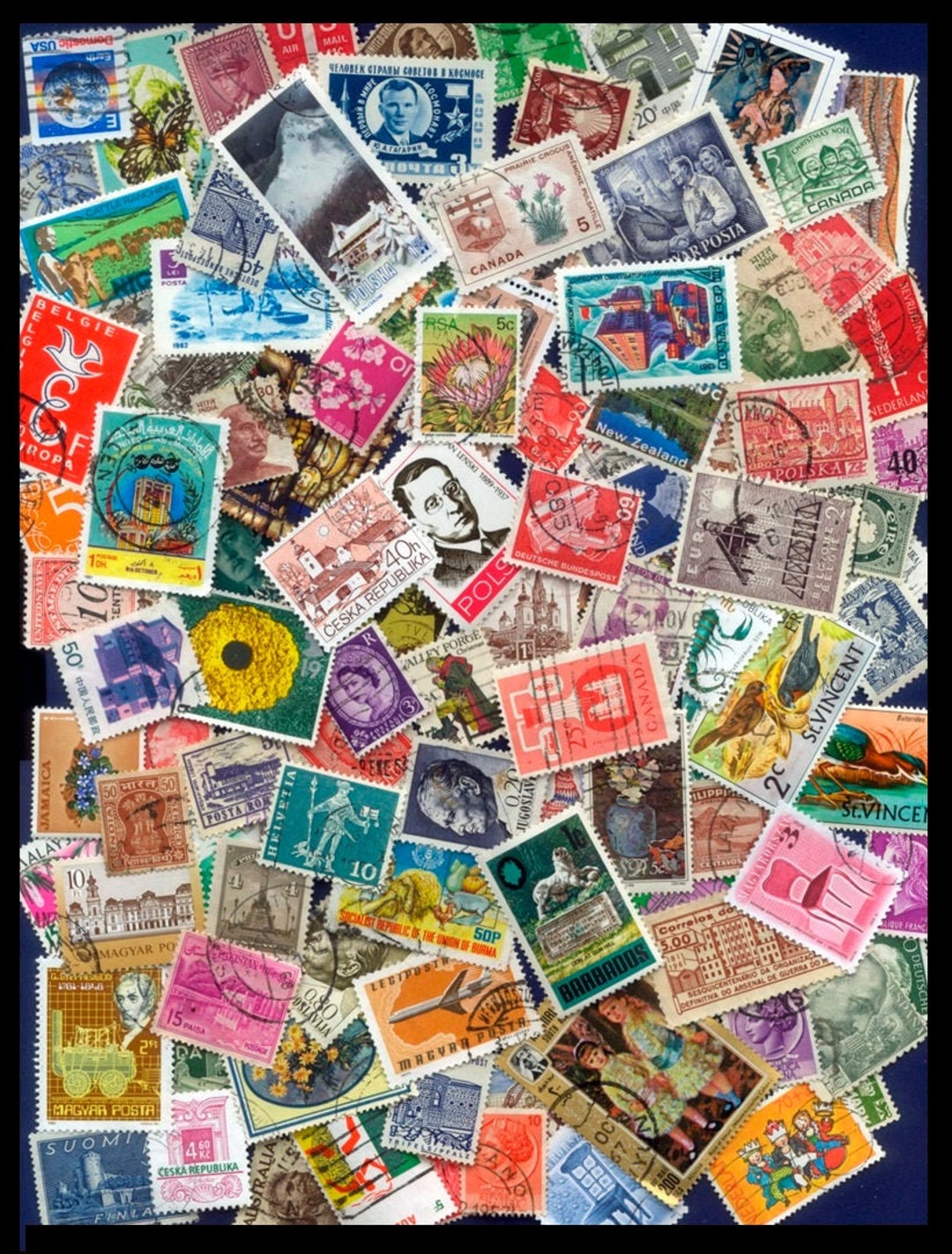 100 Different Worldwide Postage Stamps / Arts and Crafts, Altered Books ...